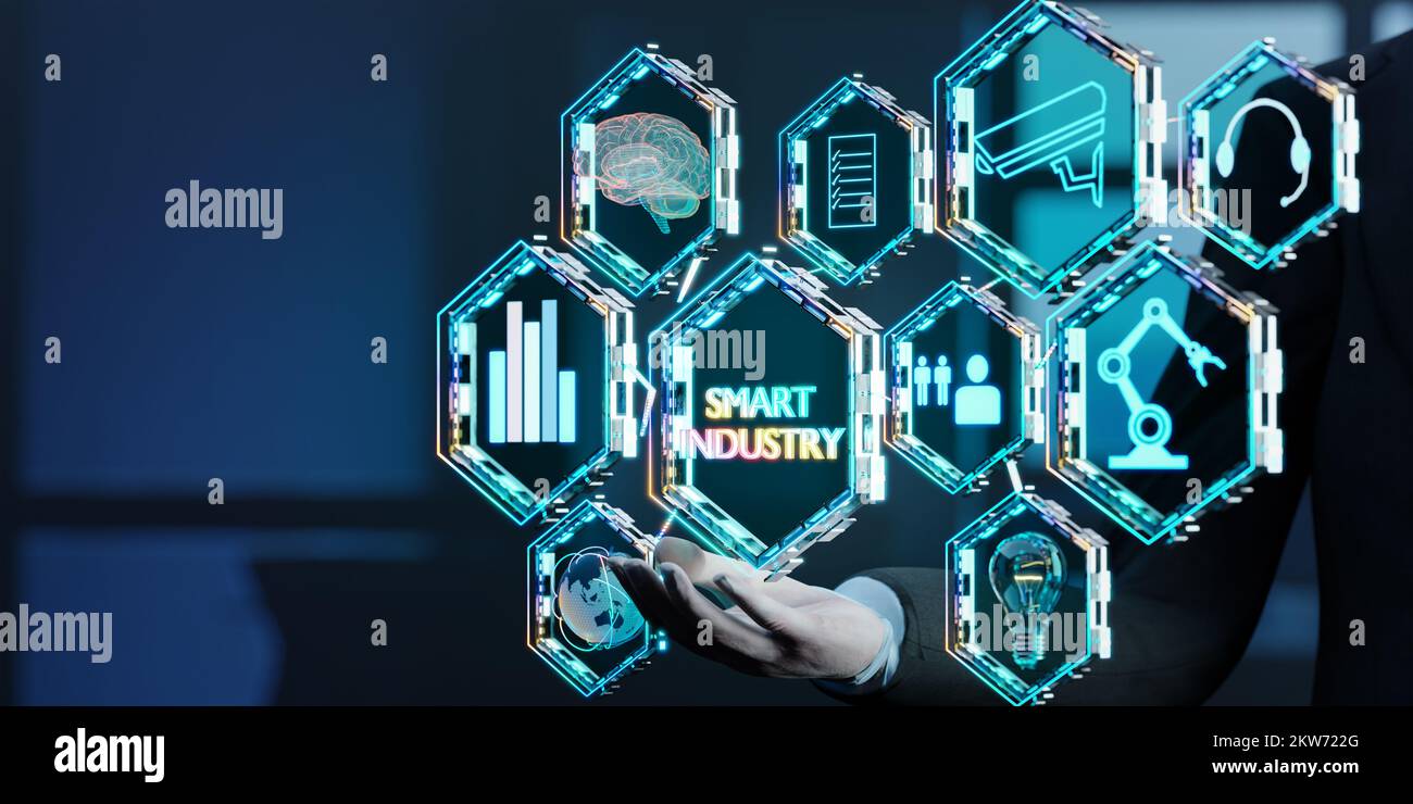 Industrial Engineer using smart Cloud computing. Concept of Smart ...