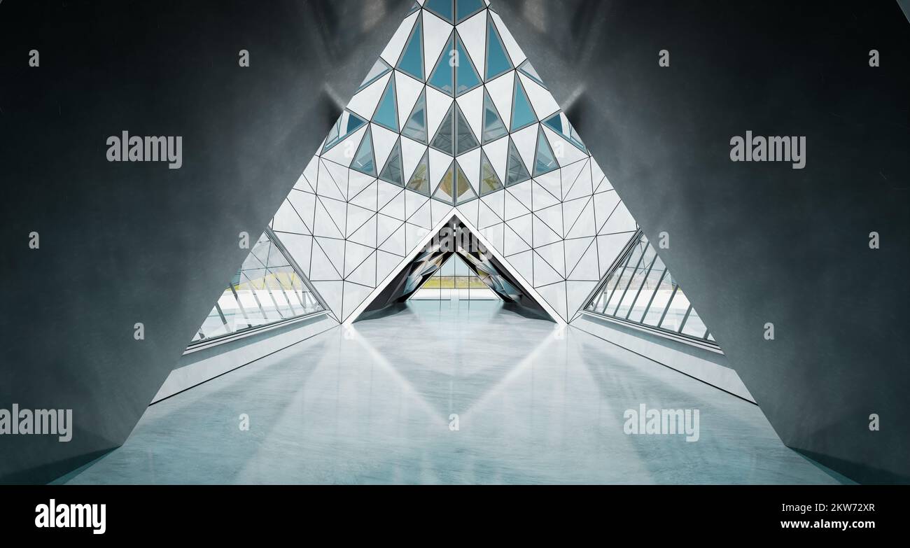 Abstract triangle shape design modern Architecture building interior ...