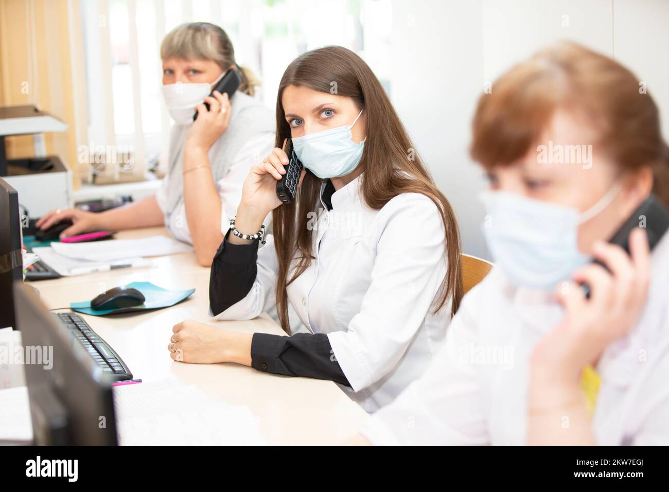 May 31, 2021. Belarus, the city of Gomil. Central Hospital. Doctors at ...
