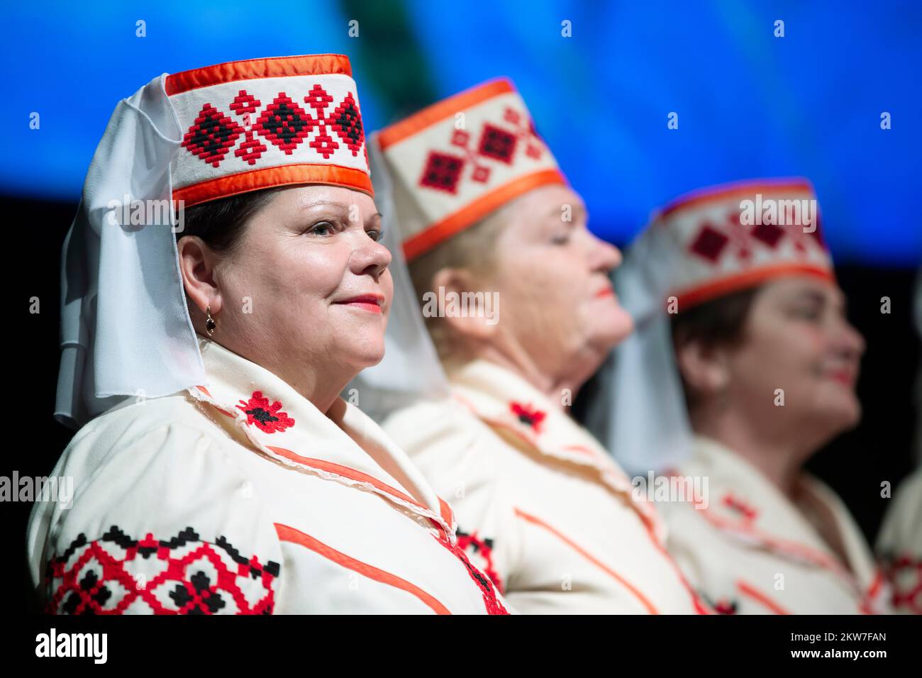 Belarus, city of Gomil, 15 VFZ 2021. House of Culture. Old Slavic women ...