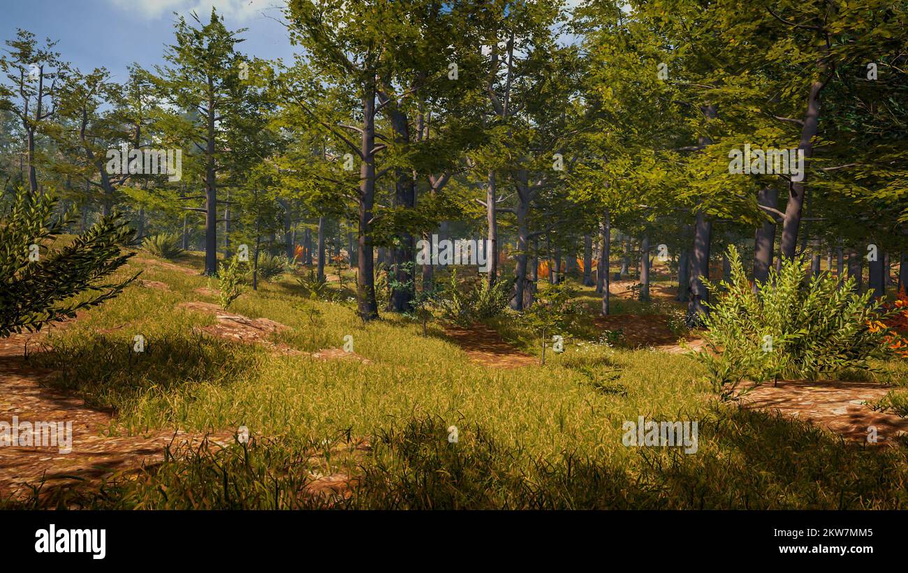 3D rendering. An immersive natural environment. Landscape to illustrate ...