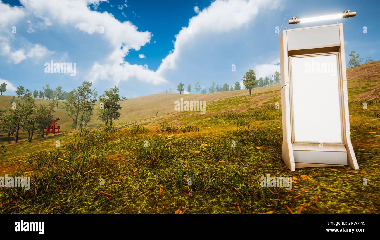 3D rendering. Outside mockup with natural environment, advertising in ...