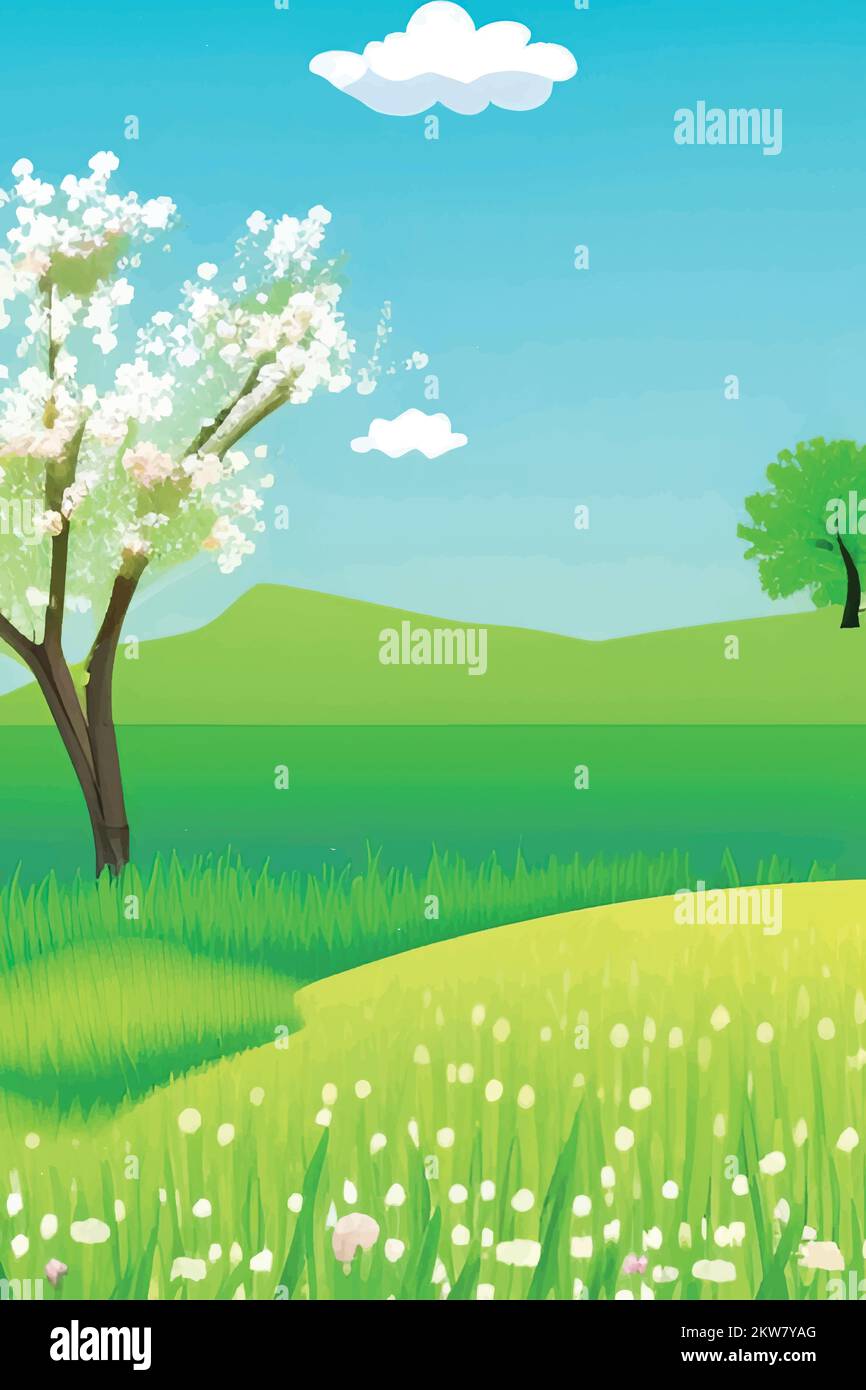 lush nature and blooming trees in spring Stock Vector Image & Art - Alamy