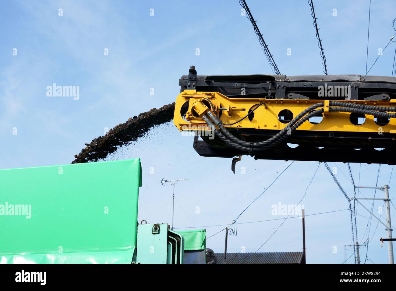 Road cold milling machine removes the old asphalt. Repair of asphalt ...