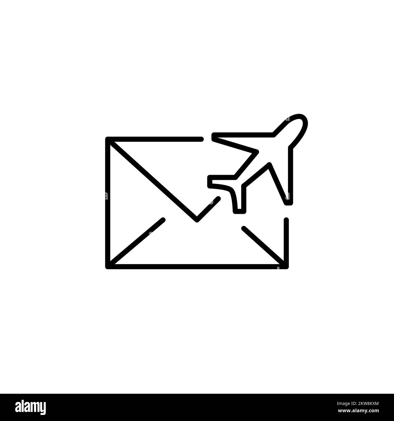 Air mail icon. Envelope with flying plane. Pixel perfect, editable ...