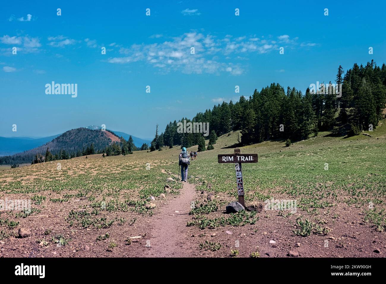 Walking the Rim Trail at Crater Lake National Park, Oregon, USA Stock ...