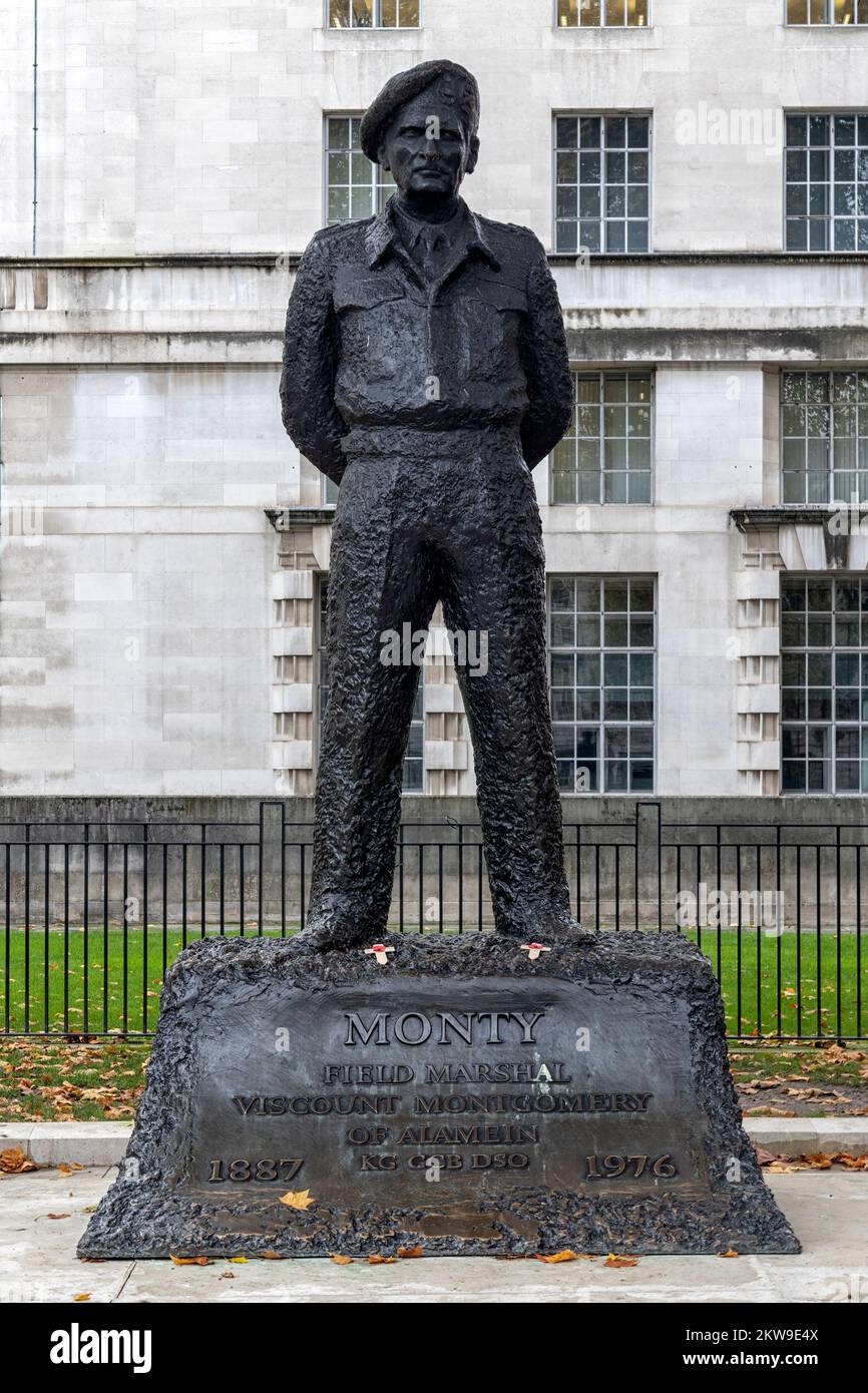 LONDON, UK - NOVEMBER 16, 2022: statue of Field Marshall Montgomery ...