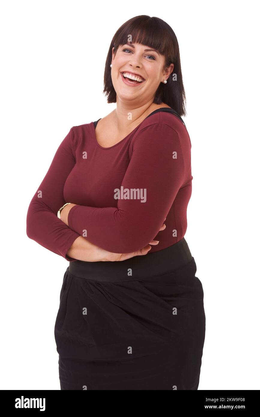 She just exudes confidence. a beautiful plus size model isolated on ...