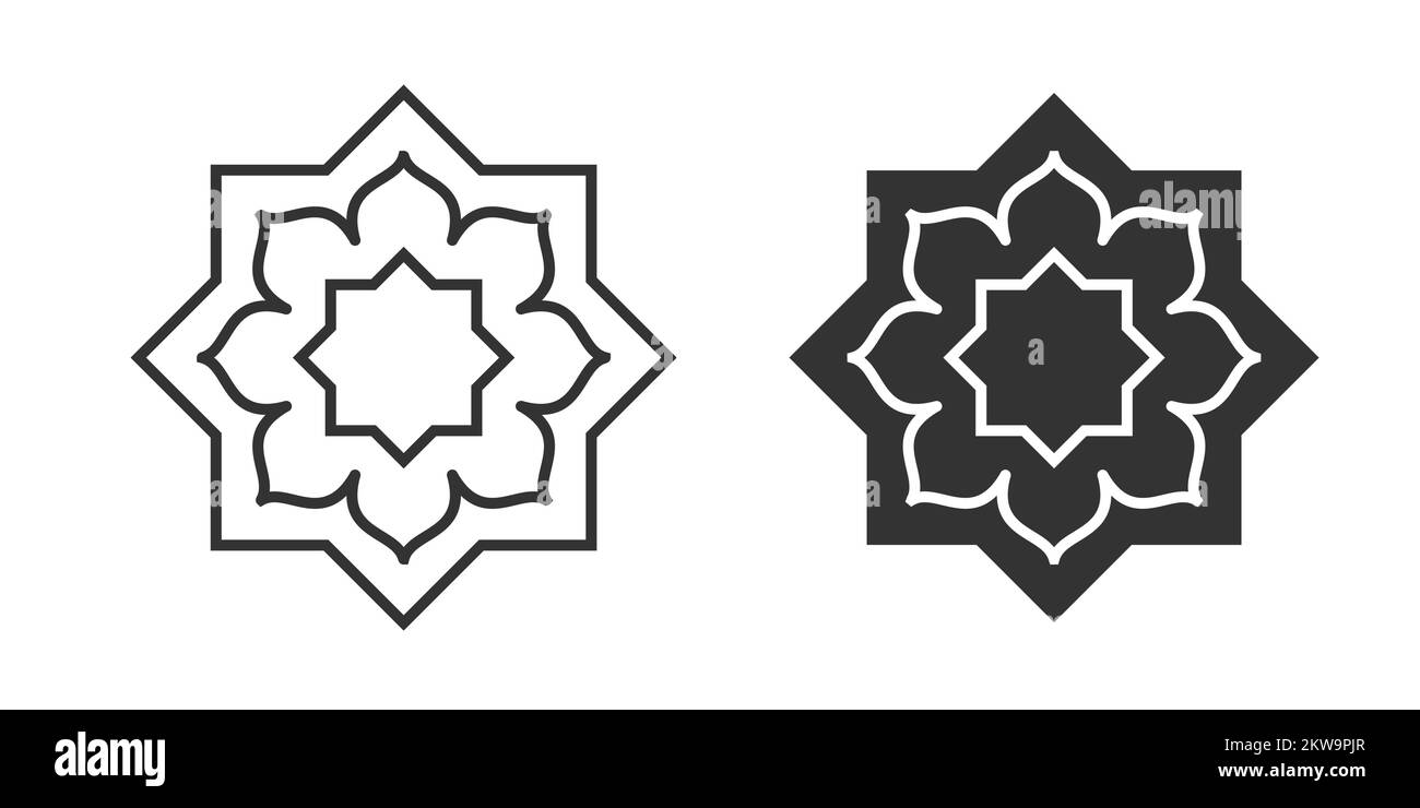 Muslim arabic emblem. Black vector icons isolated on white background ...