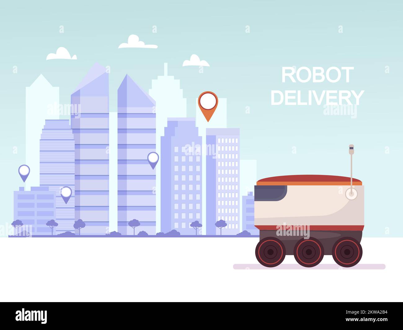 Contactless courier delivery service for purchases. Robot courier at ...