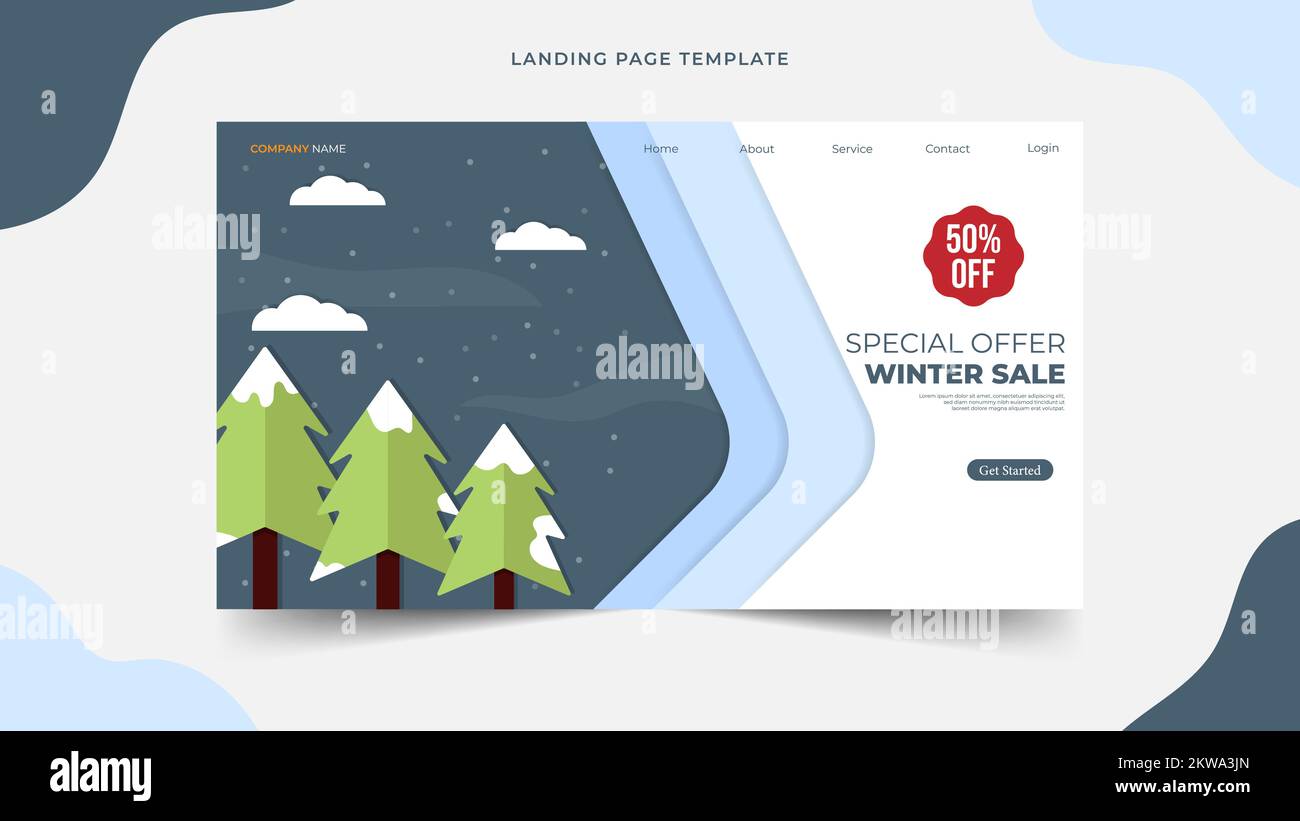 winter sale promotion Landing page template paper cut vector, nature ...