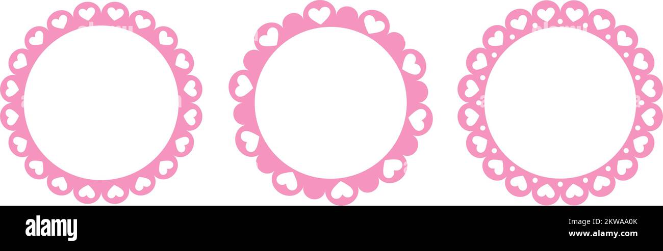 Circle scalloped frame. Scalloped edge round shape. Simple label ...