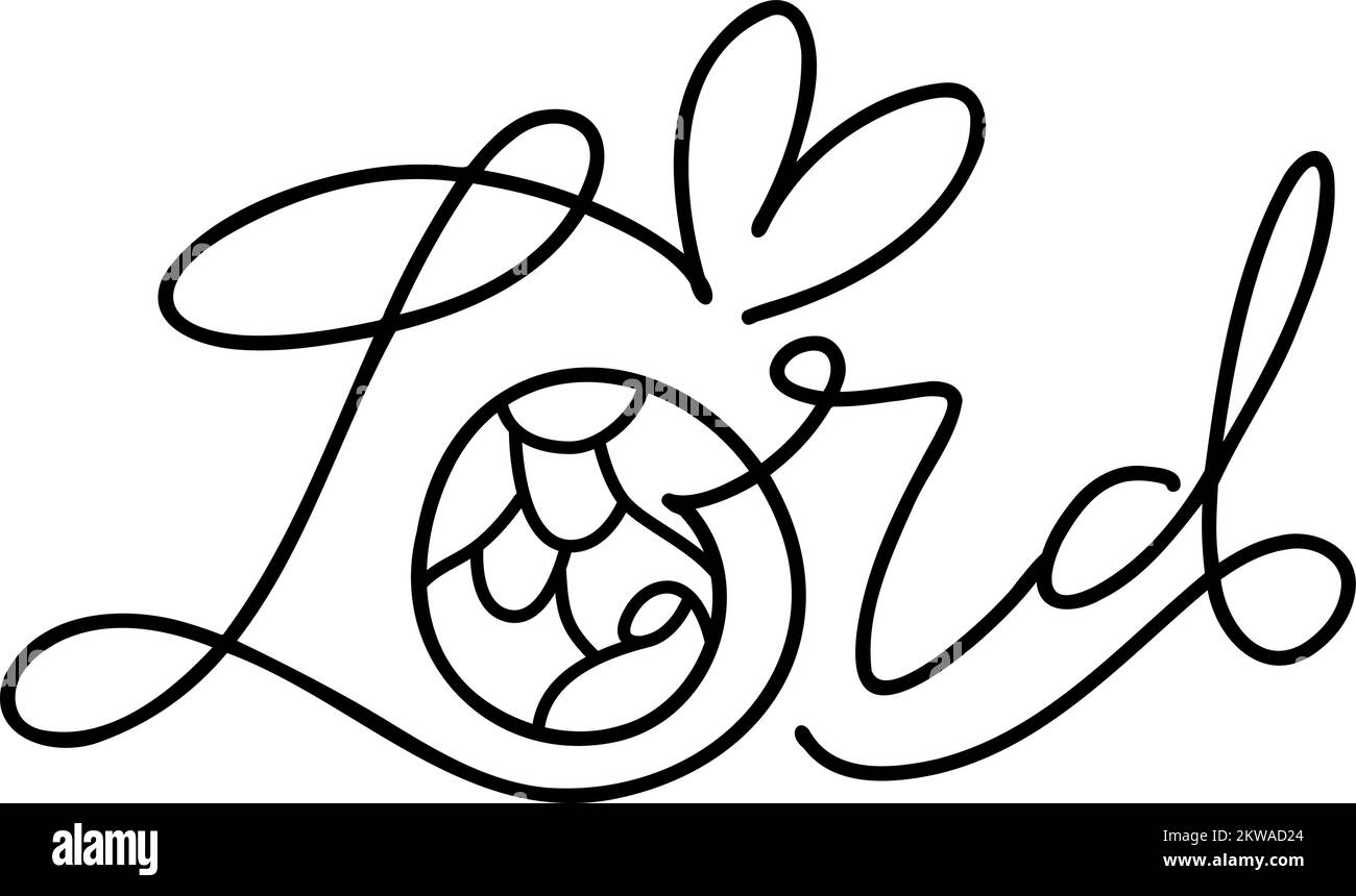 Lord monoline calligraphy text word and Christmas Vector religious ...