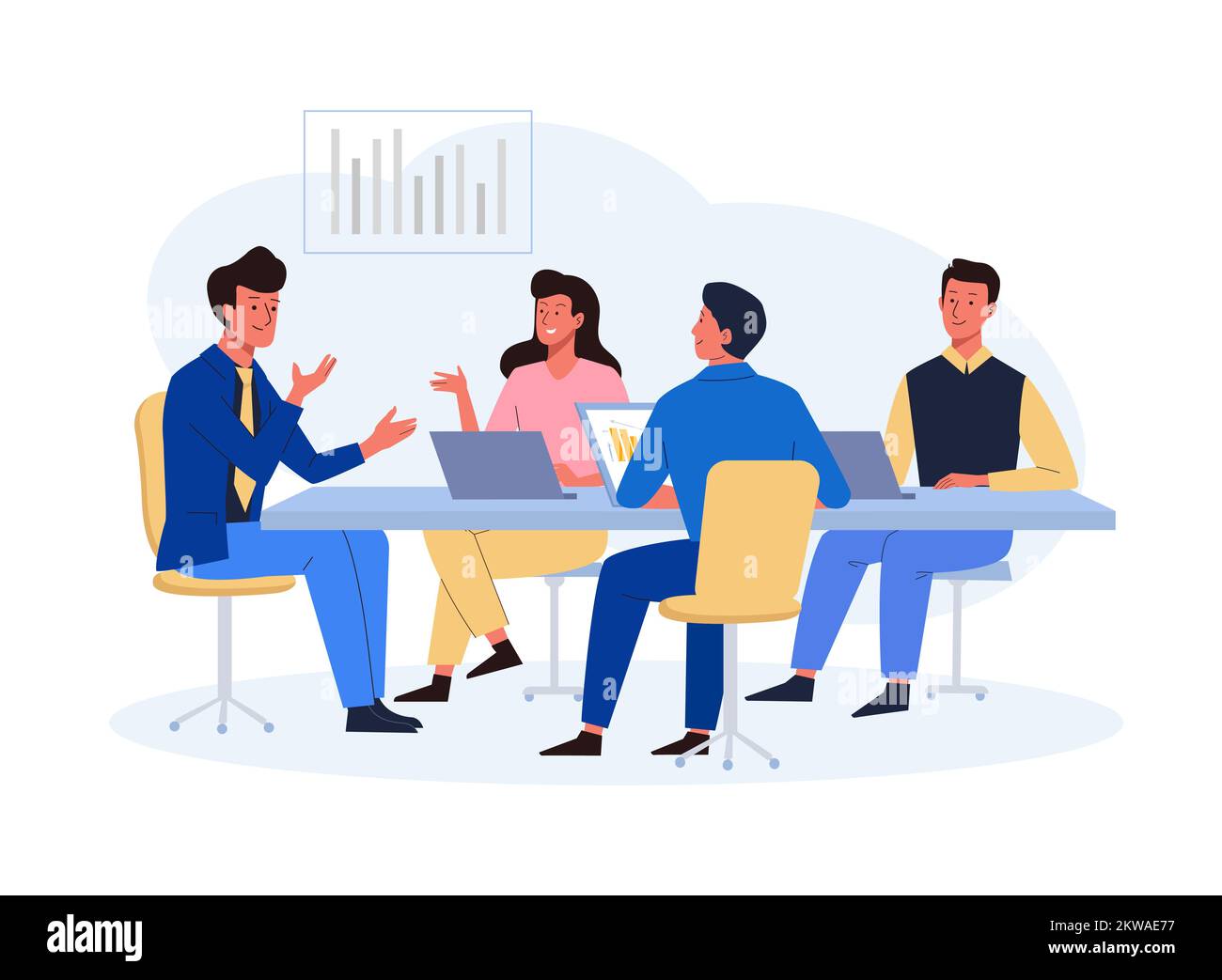 Business people sitting around table. Team group of men and women ...