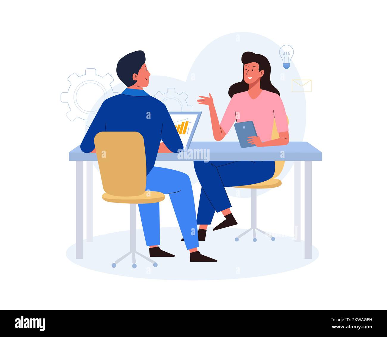 Man laptop woman talking Stock Vector Images - Alamy