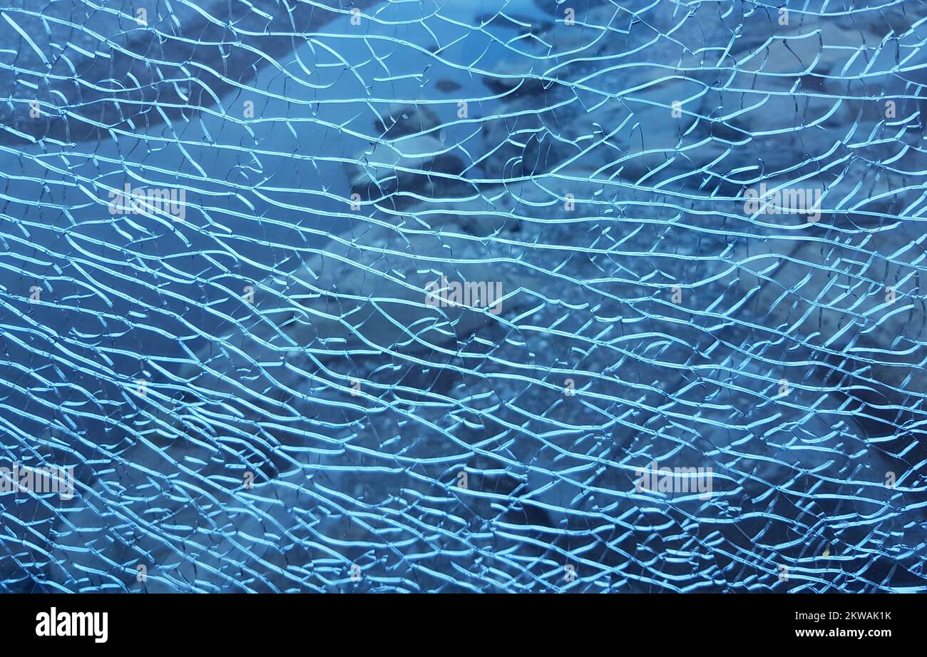 Abstract blue broken glass with a lot of cracks shot window Stock Photo ...