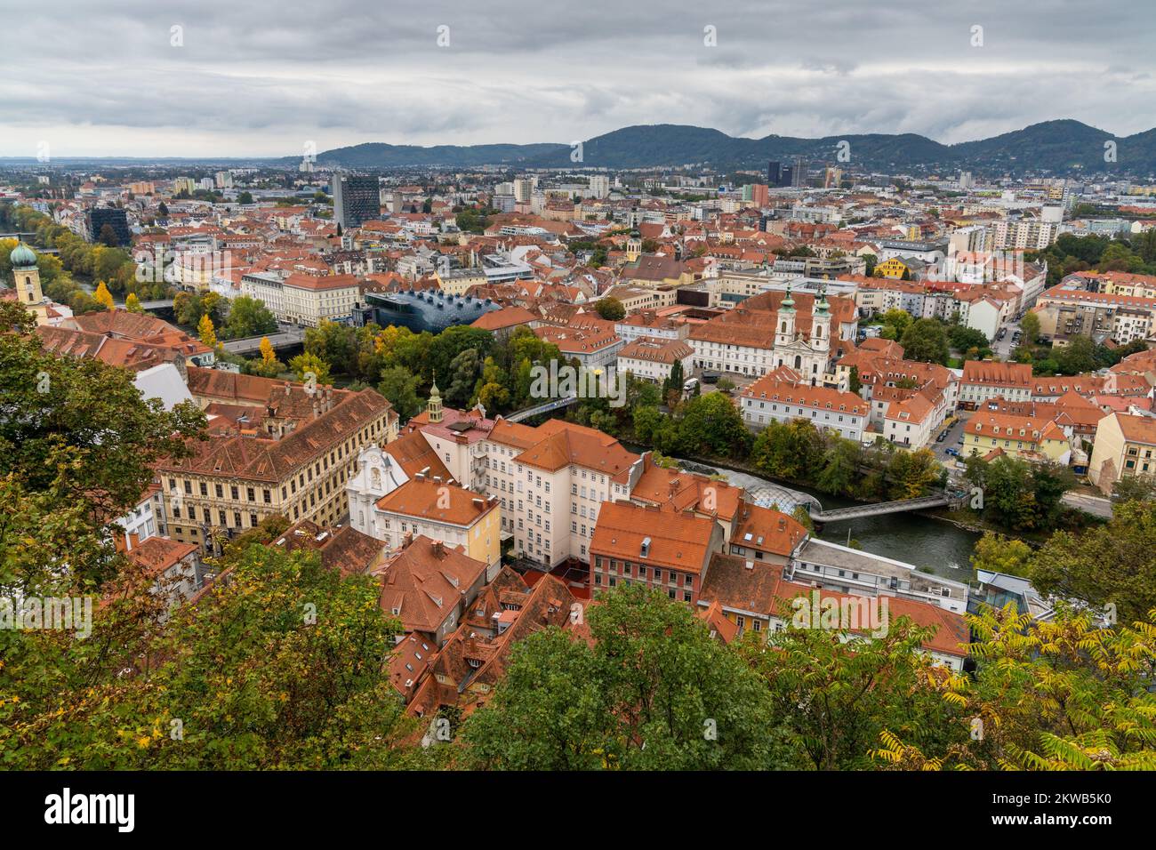 Graz, Austria - 9 October, 2022: view of the historic city center and ...