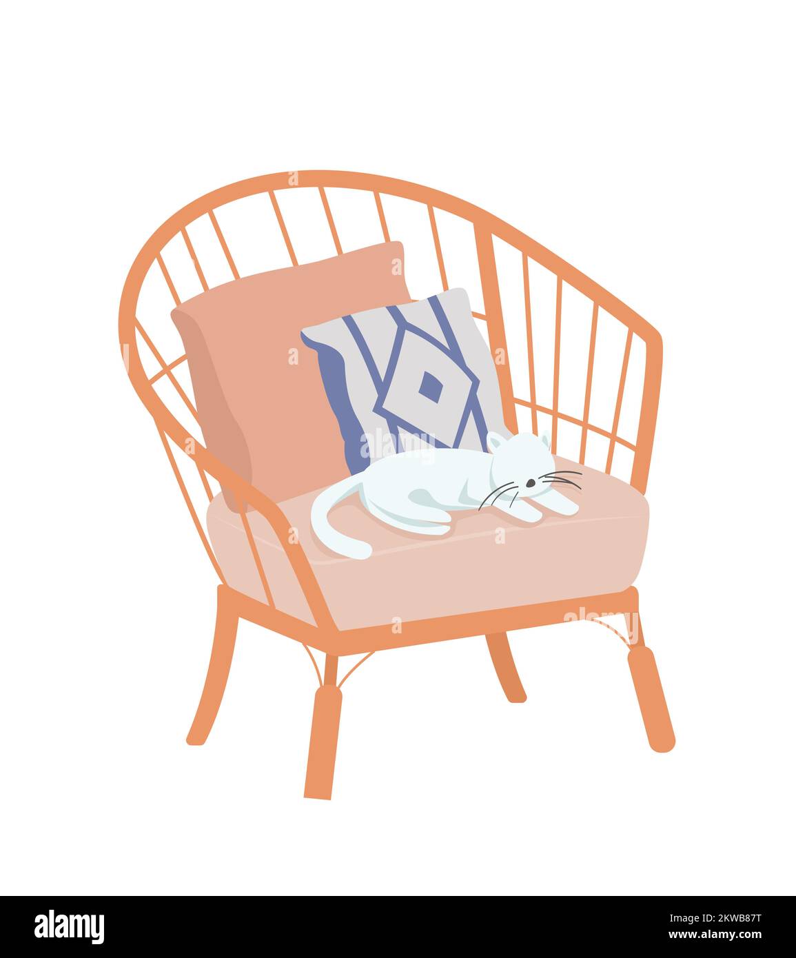 Lazy cat lying on chair semi flat color vector character Stock Vector ...