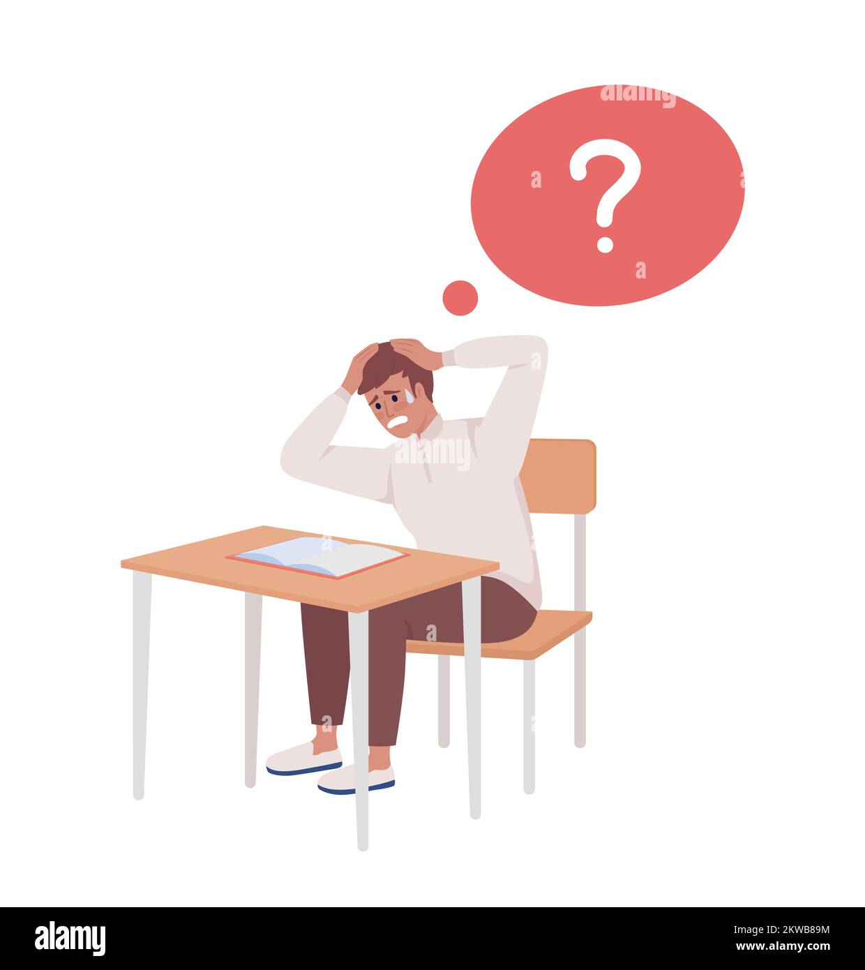 Test anxiety college white male Cut Out Stock Images & Pictures - Alamy