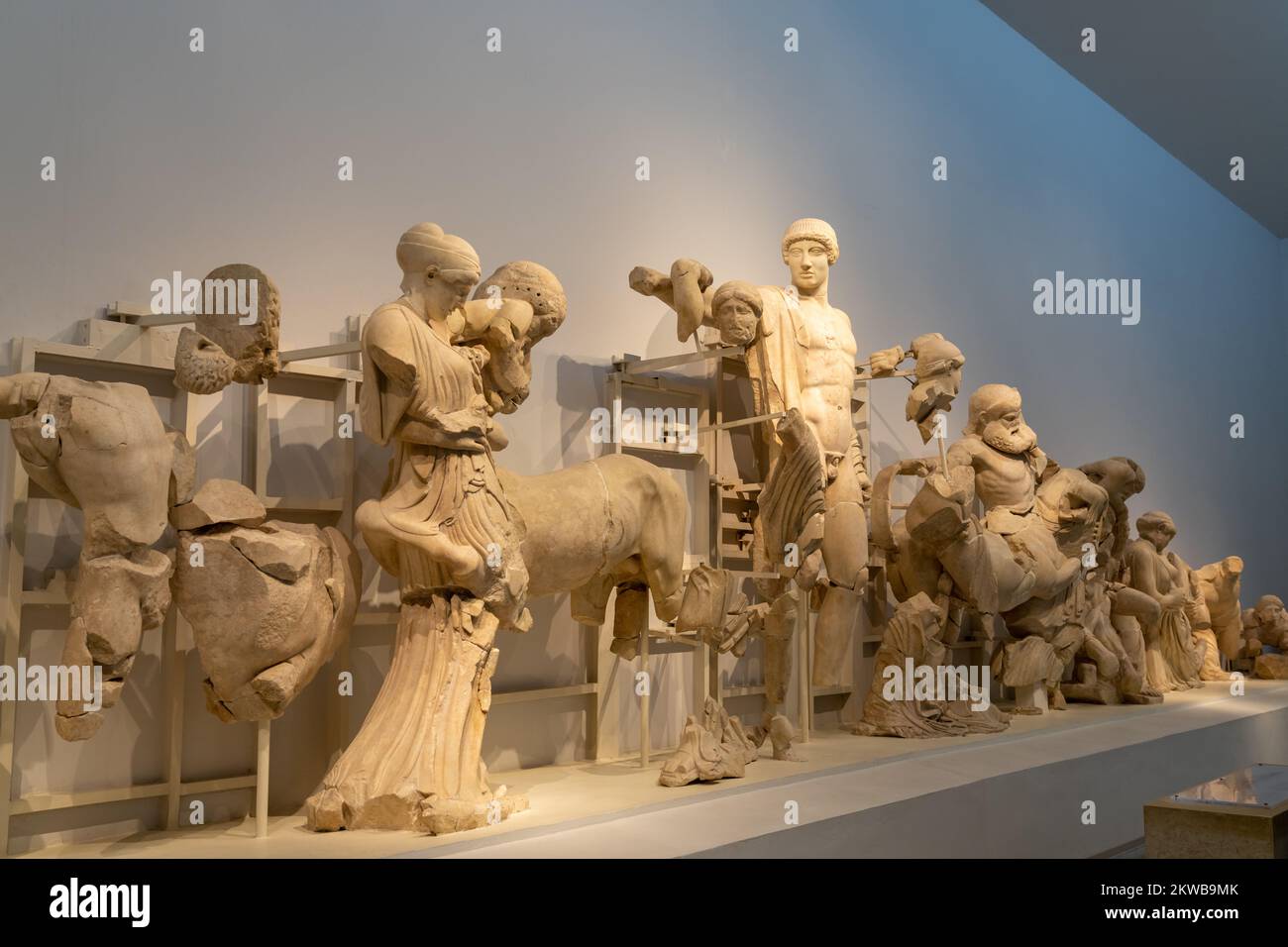 Olympia, Greece- 11 November, 2022: museum exhibit of Greek statues in ...