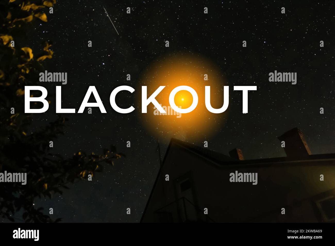 Blackout, power grid overloaded. Blackout concept. Earth hour. Burning ...