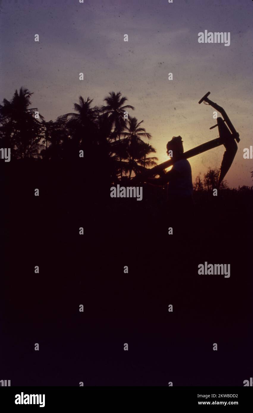 Indian farmer silhouette plough india hi-res stock photography and ...