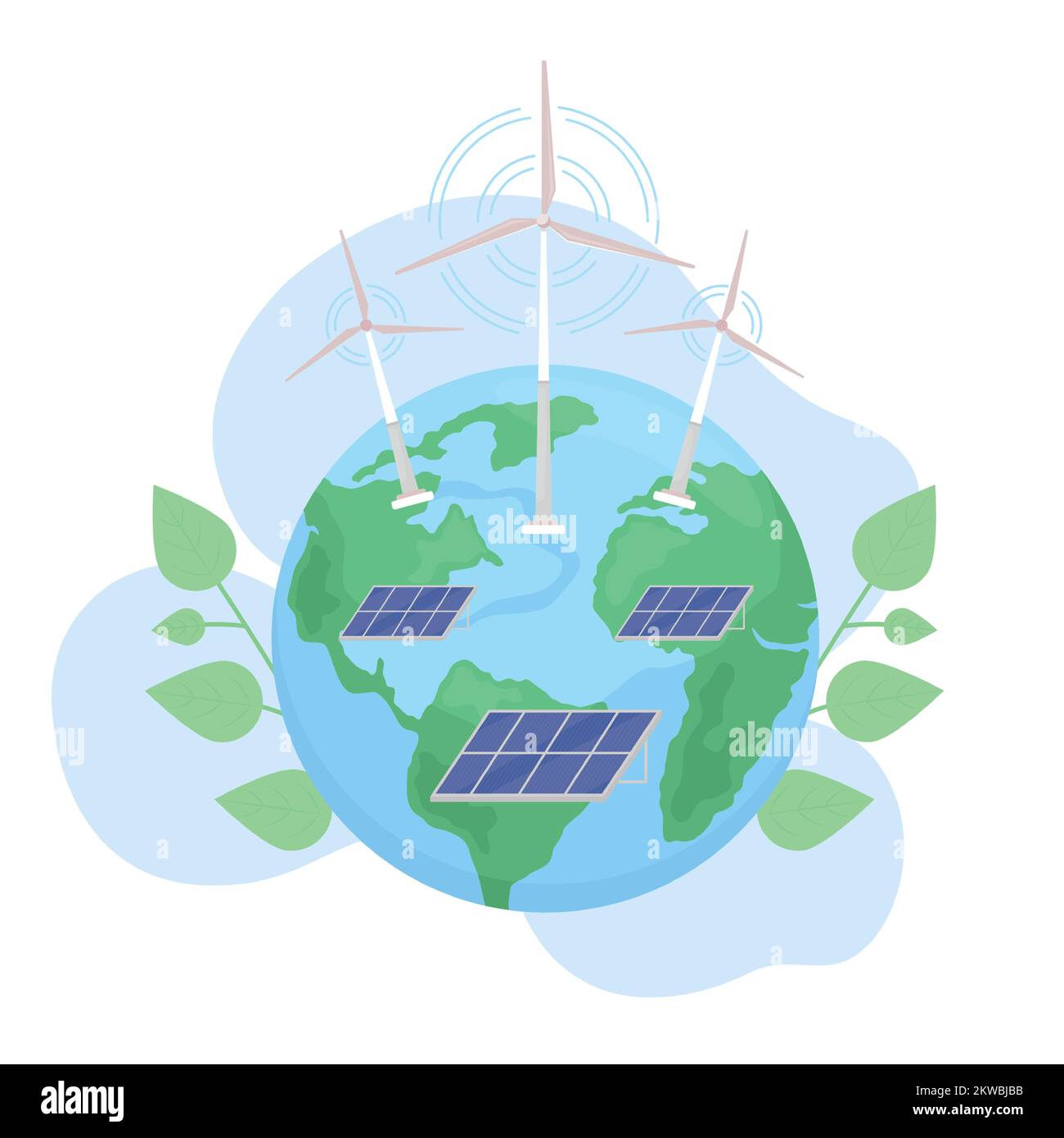 Green energy 2D vector isolated illustration Stock Vector Image & Art ...