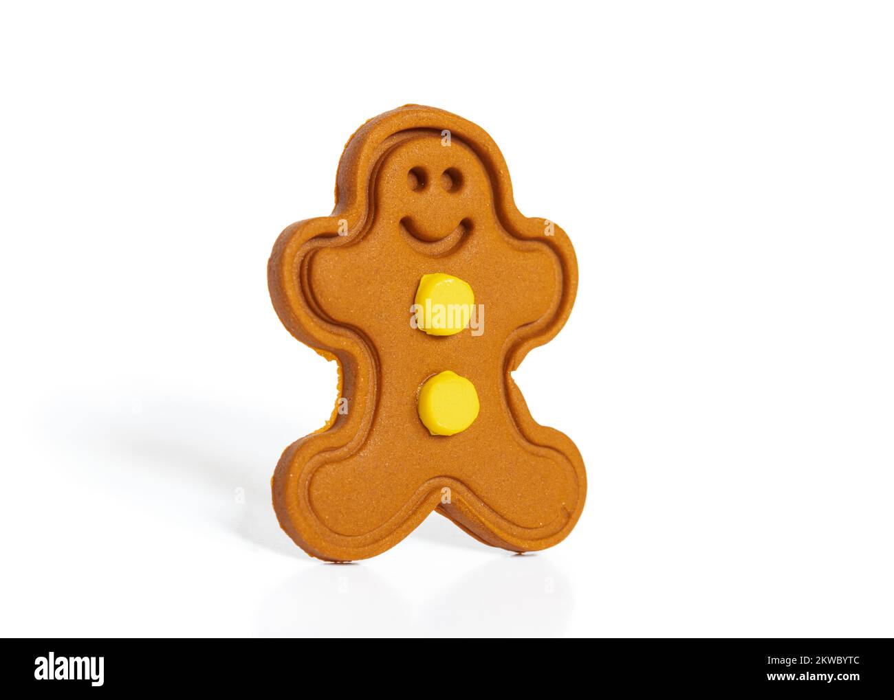 Gingerbread man figure on a white background Stock Photo - Alamy