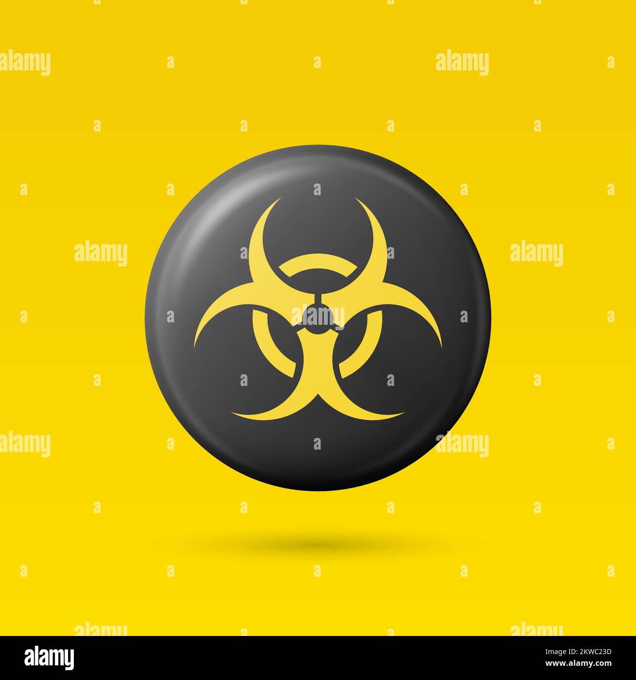 Vector Yellow Warning, Danger Biohazard Sign, Black Button Badge Icon ...