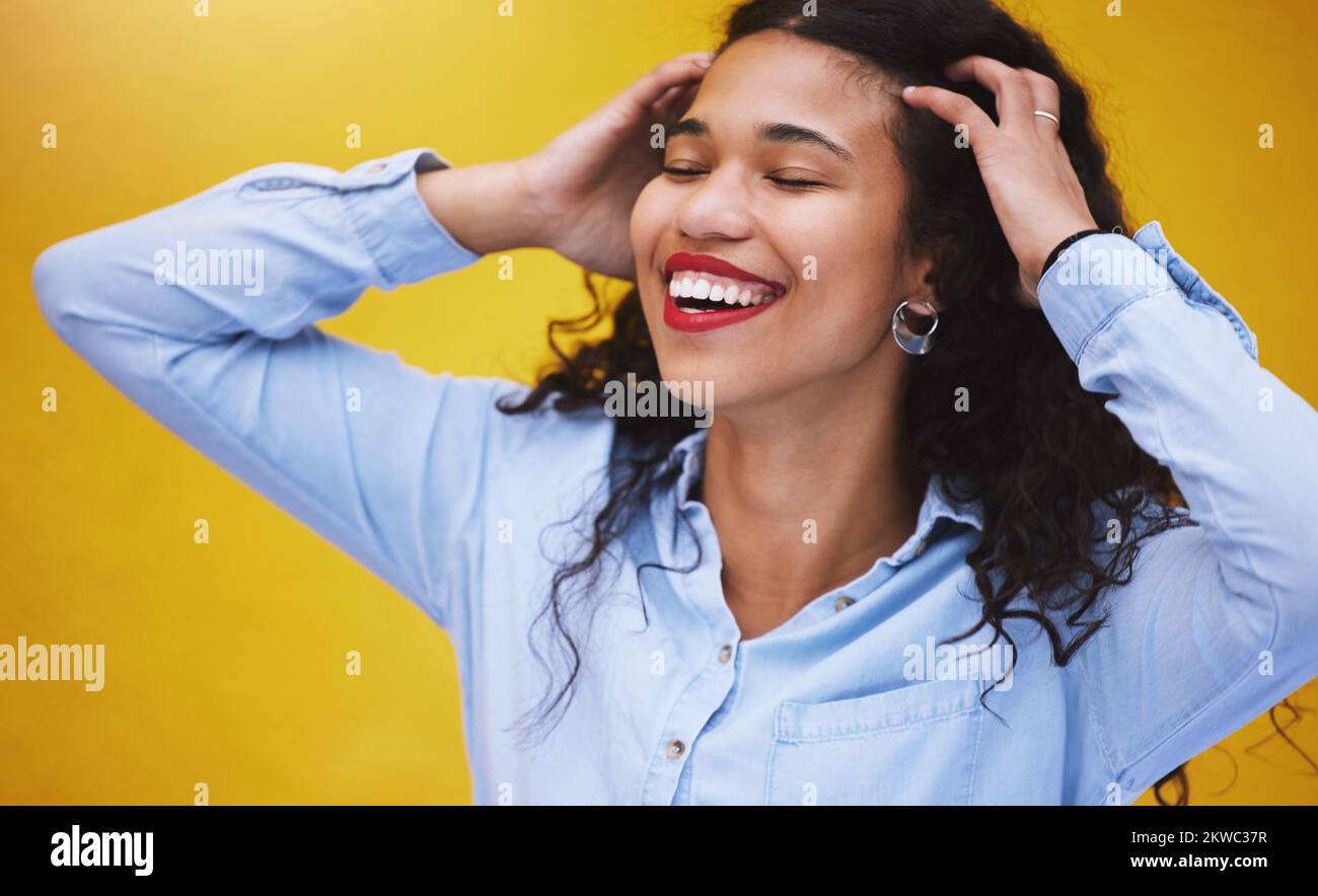 Fashion model, happy smile and woman with luxurry designer clothes ...