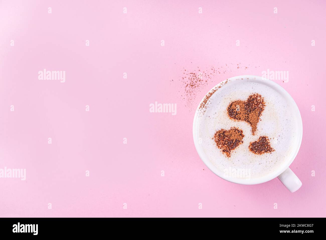 Cup with coffee latte with heart decoration. Heart Shape Coffee Art on ...