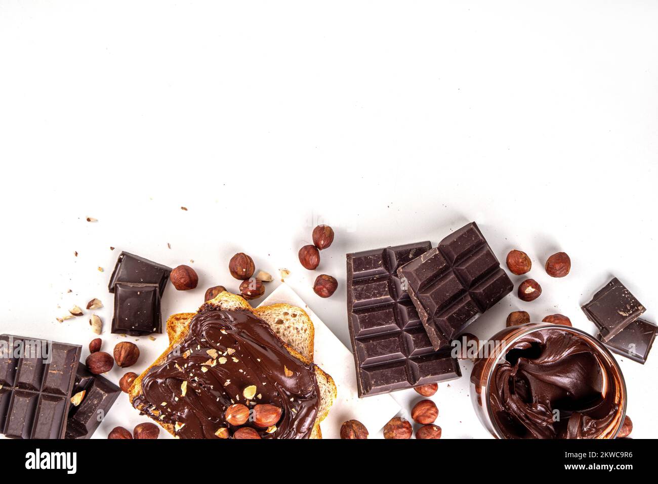 Bread with chocolate hazelnuts paste cream. Traditional american ...