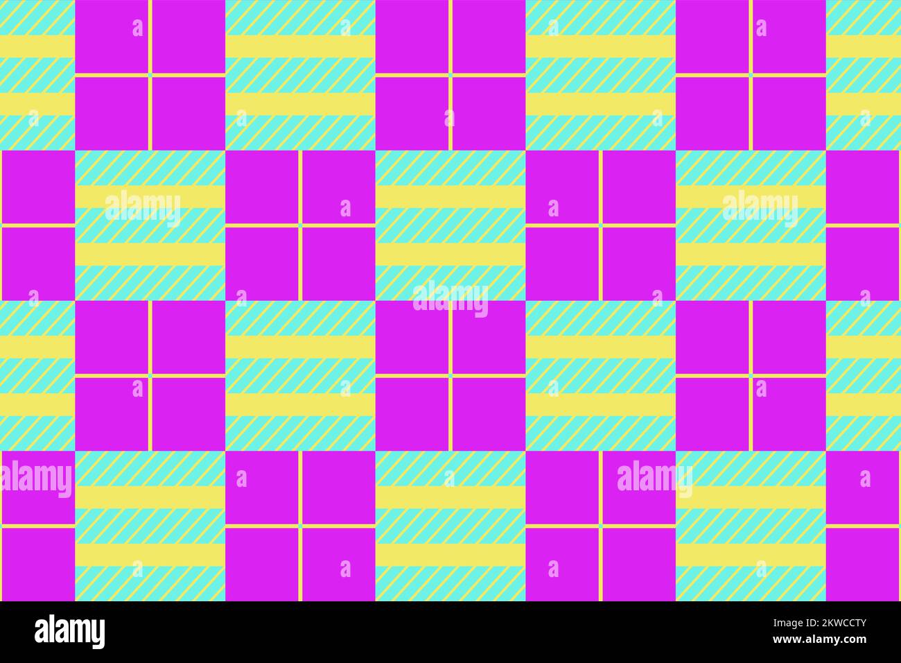 Seamless plaid pattern made of basic geometrical shapes, punchy neon ...