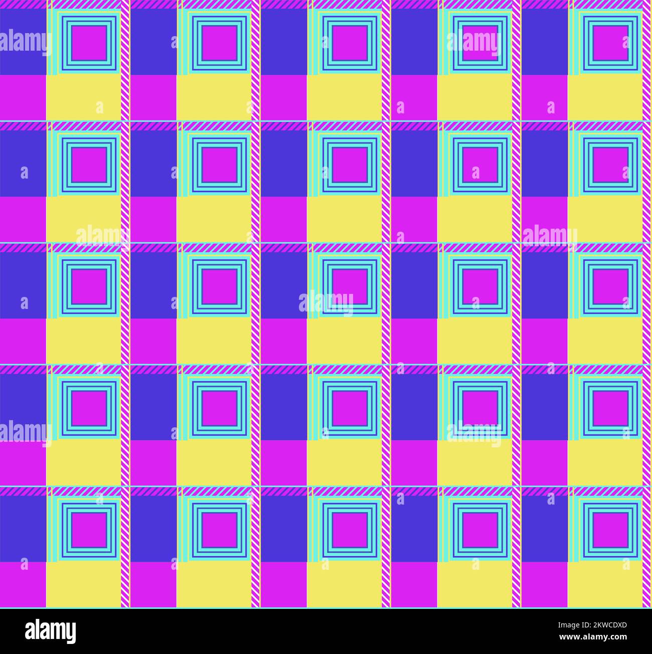 Seamless plaid pattern made of basic geometrical shapes, punchy neon ...