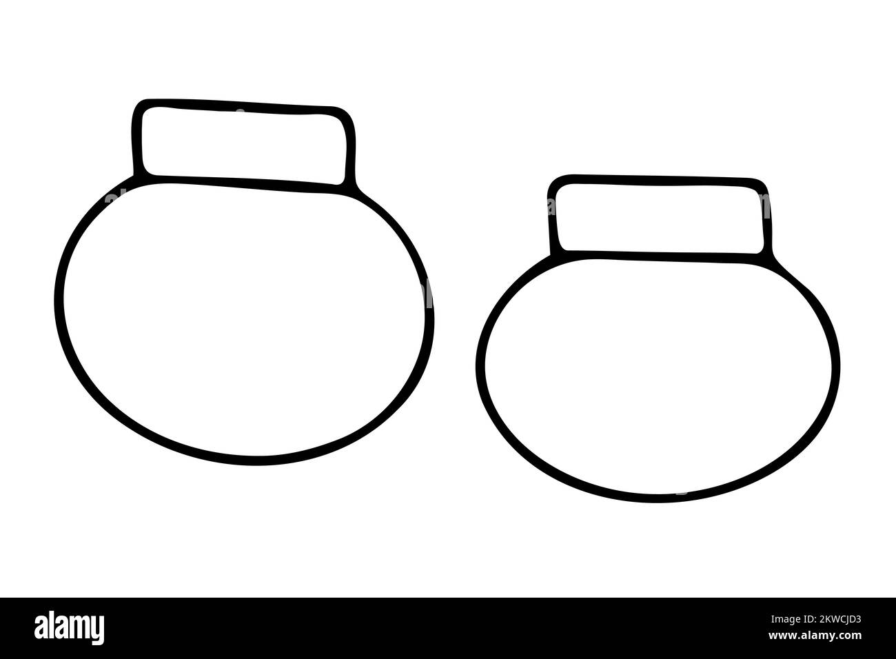 Doodle jars for spices. Outline container with lid on white background ...