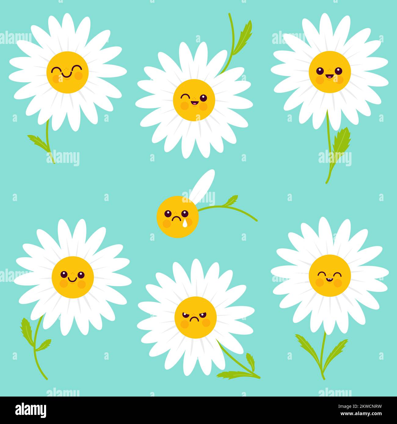 Cute daisy flower characters. Vector illustration Stock Vector Image ...