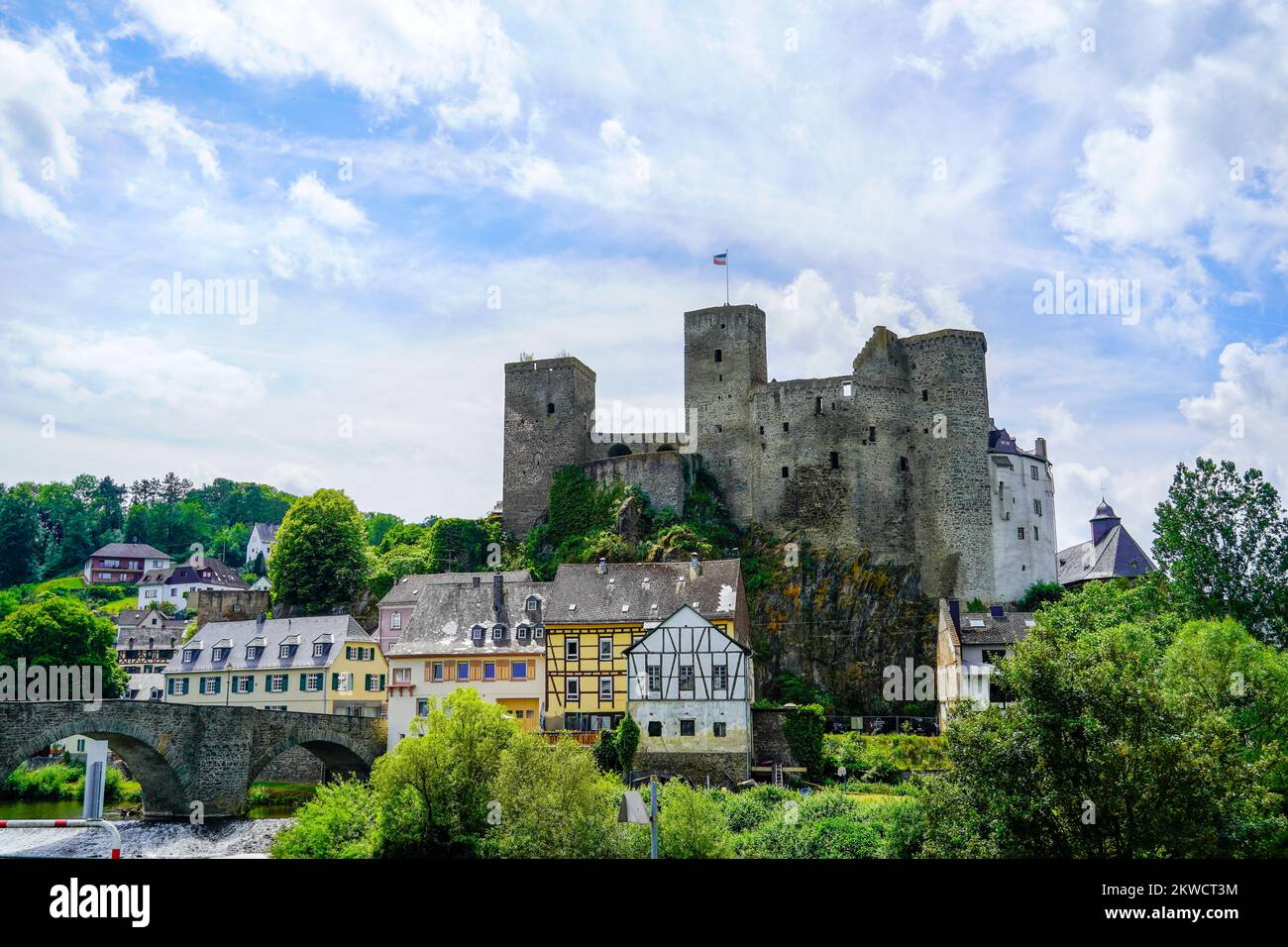 Runkel Castle in Runkel. Old castle on the Lahn with an old stone ...