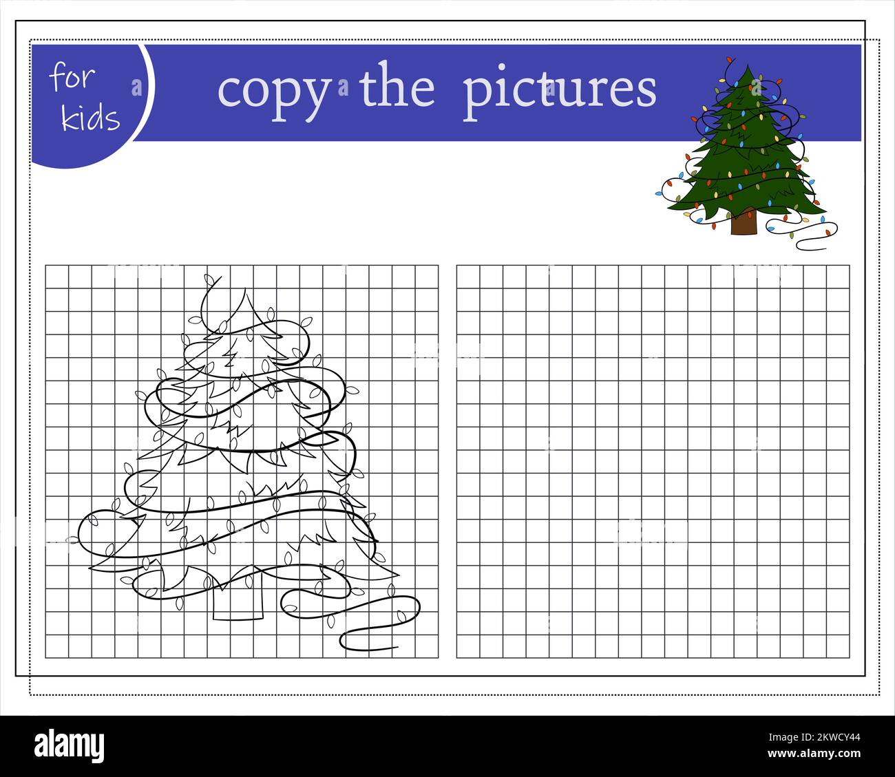 Copy the picture, Educational games for kids, Cartoon Christmas Tree ...
