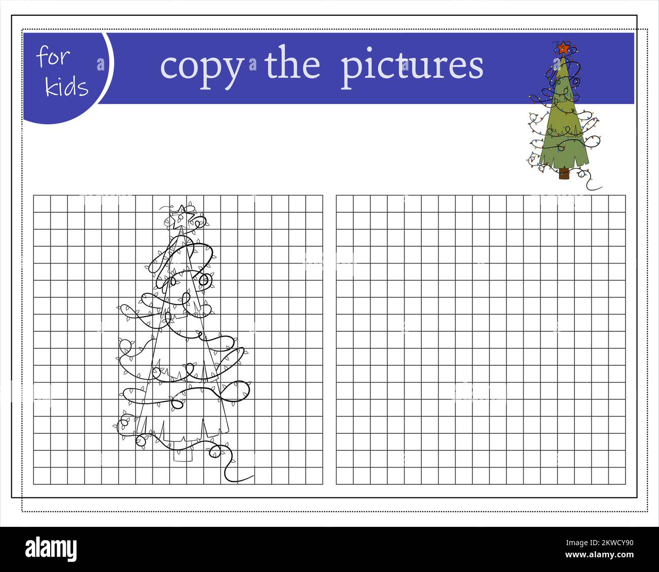 Copy the picture, Educational games for kids, Cartoon Christmas Tree ...