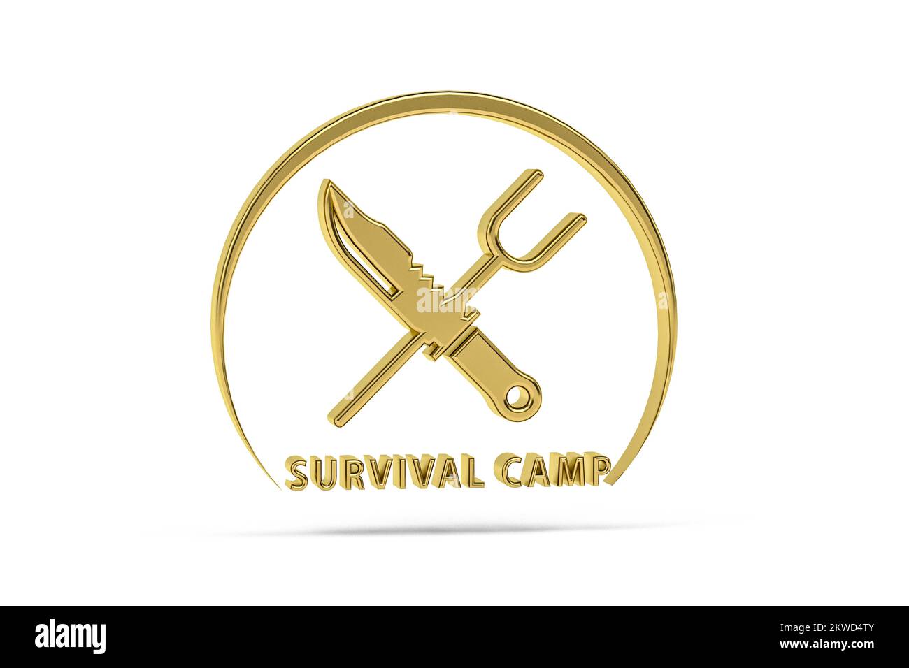 Golden 3d survival icon isolated on white background - 3d render Stock ...