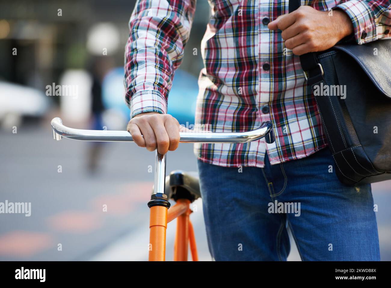 Man pushing his bicycle hi-res stock photography and images - Alamy
