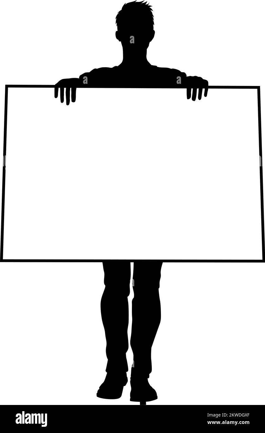 Protest Rally March Picket Sign Silhouette Person Stock Vector Image ...