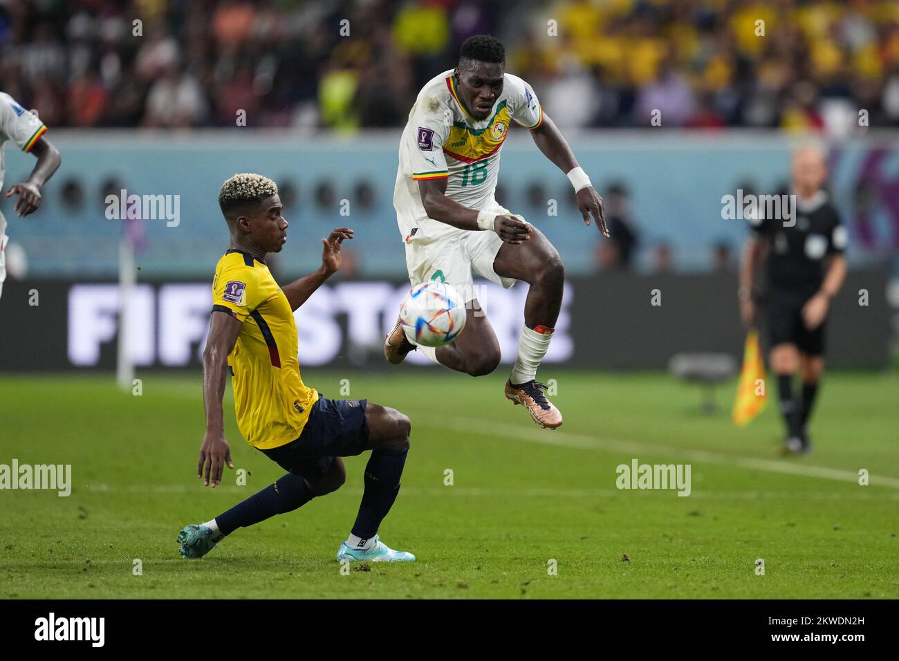 Al Rayyan, Qatar. 29th Nov, 2022. (L to R) Felix Torres (ECU), Ismaila ...