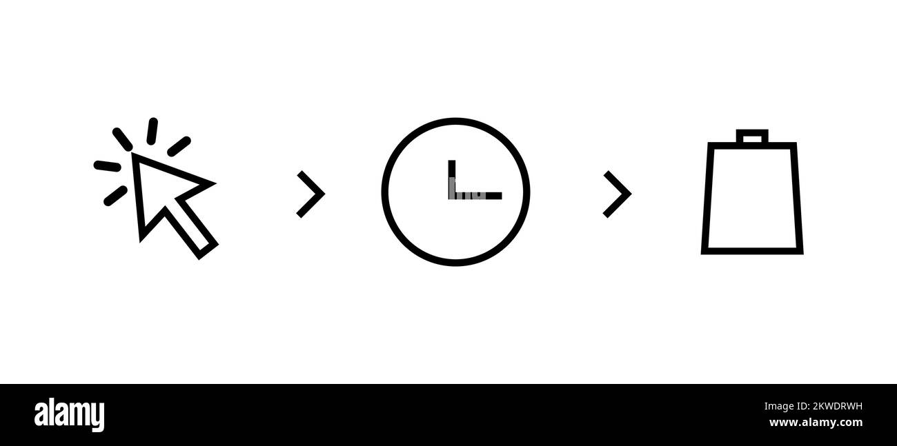 Click and collect your order. Goods delivery process icons set Stock ...