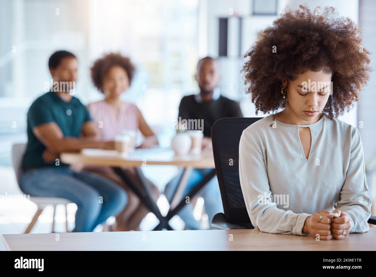 Work burnout, anxiety and mental health with woman, sad worker, problem ...