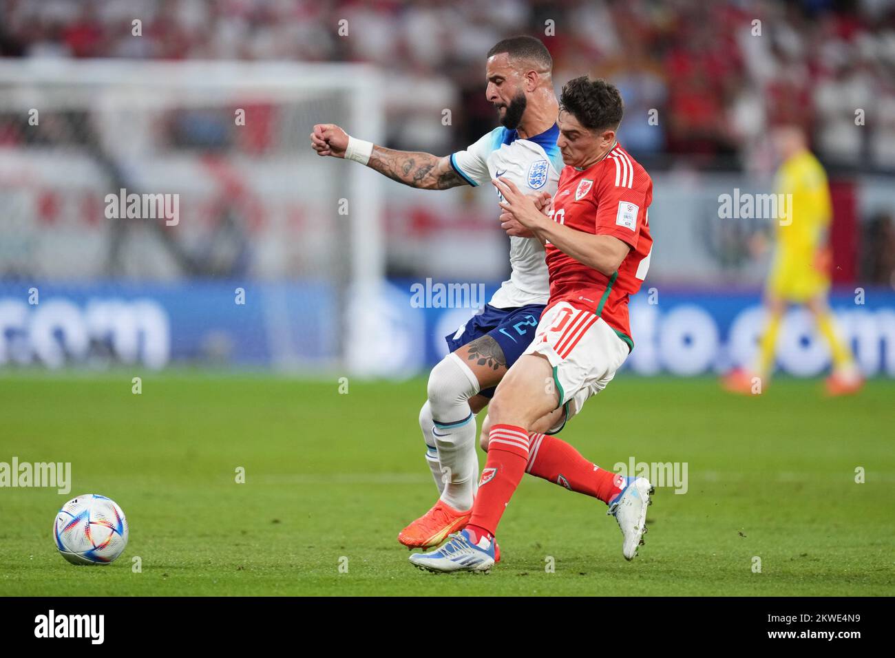 Al Rayyan, Qatar. 29th Nov, 2022. (L to R) Kyle Walker (ENG), Daniel ...