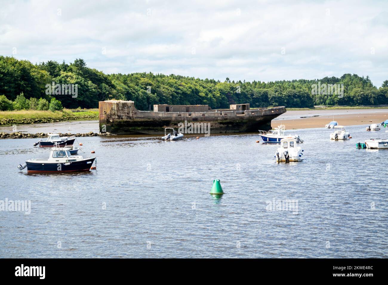 Concrete ship on a River Moy. Ballina, County Mayo, Republic of Ireland ...