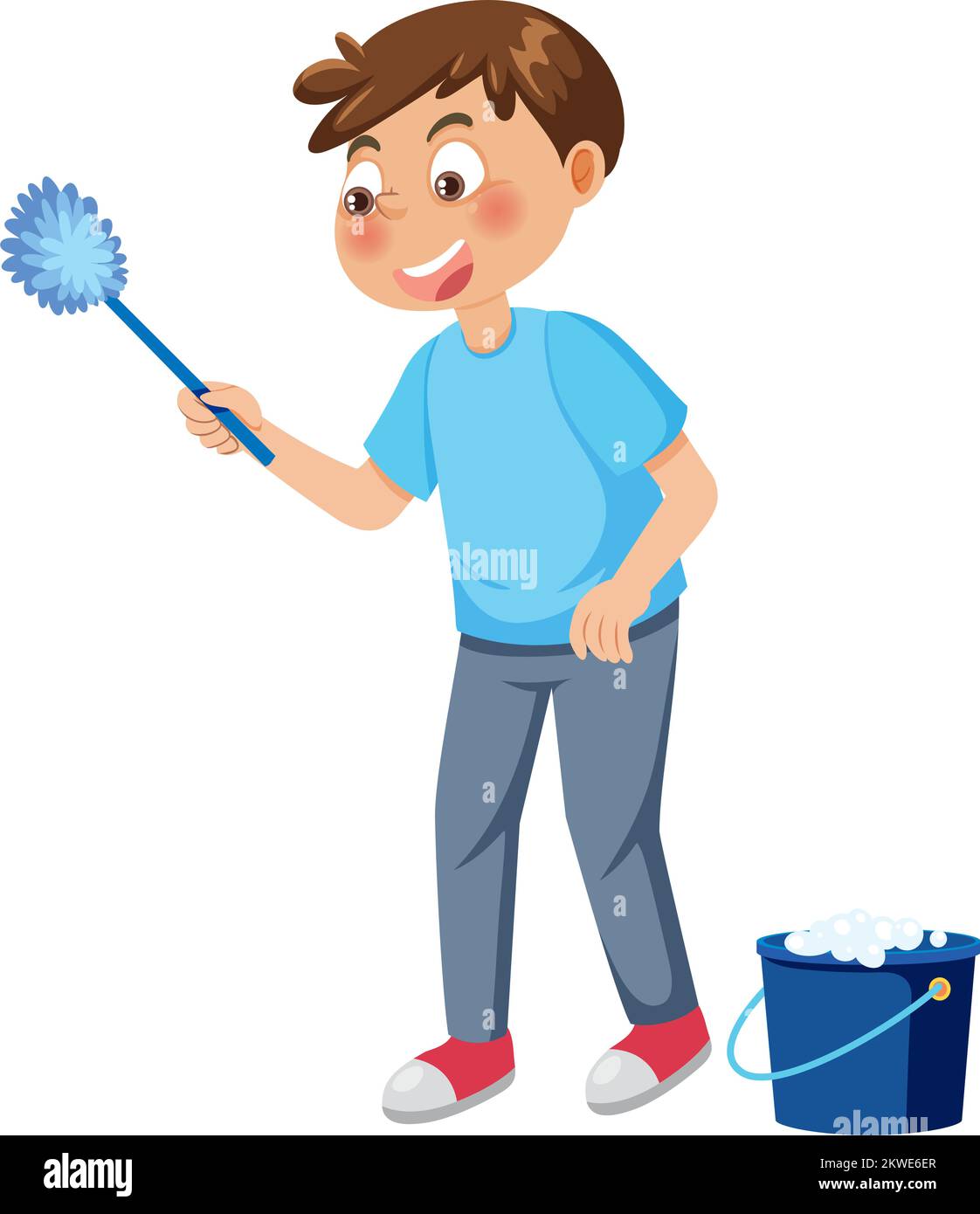 Cartoon character of kid cleaning illustration Stock Vector Image & Art ...