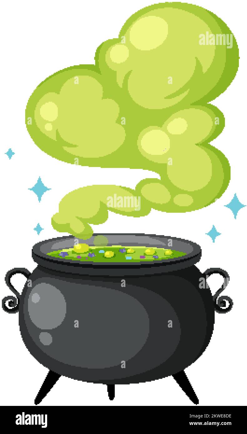 Witch magic potion pot on white background illustration Stock Vector ...