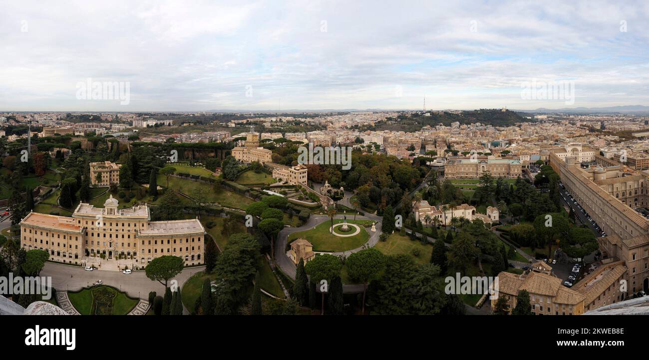 vatican gardens saint peter basilica rome view from rooftop detail ...